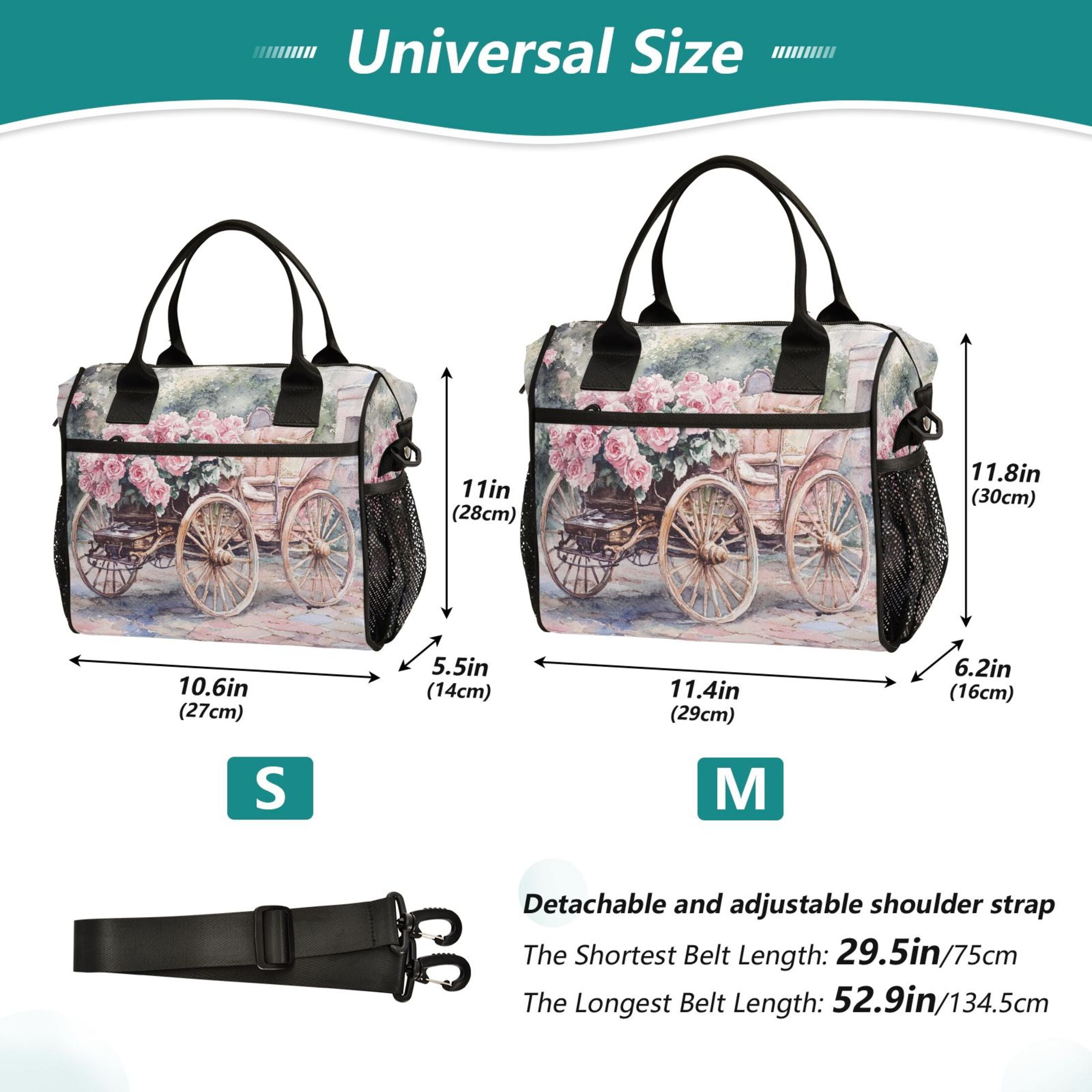 BZSMCE Lunch Bag Creative Victorian Carriage Roses Pattern Cooler bag ...