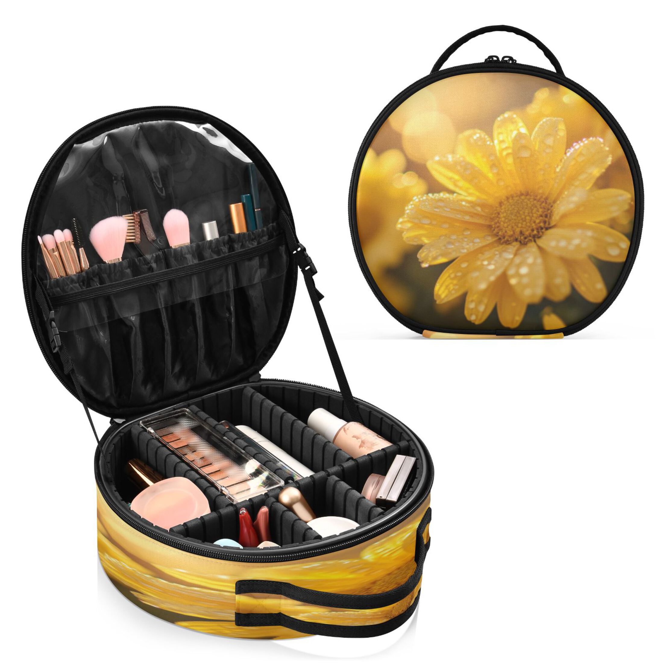BZSMCE Makeup Bag Large Travel Cosmetic Bag with Adjustable Dividers ...