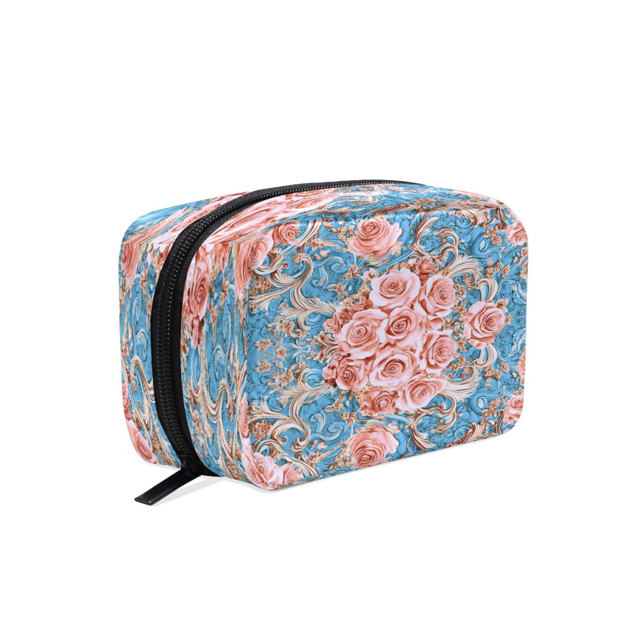 BZSMCE Makeup and Cosmetic Bag Women Simple Rose Garden Elegance ...