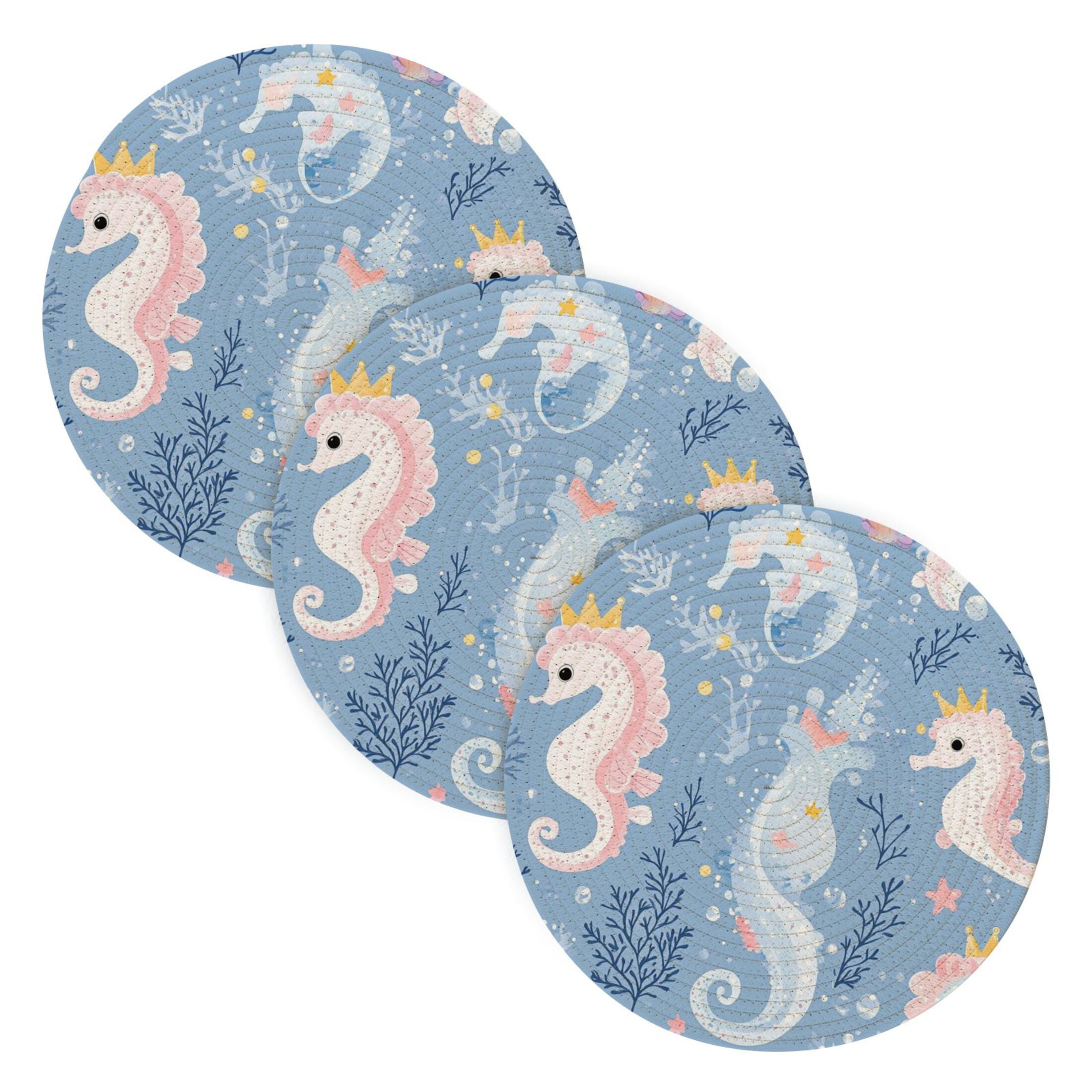 BZSMCE Mats for Pots,Pans Place Pattern Of Cute Seahorses Simple Style ...