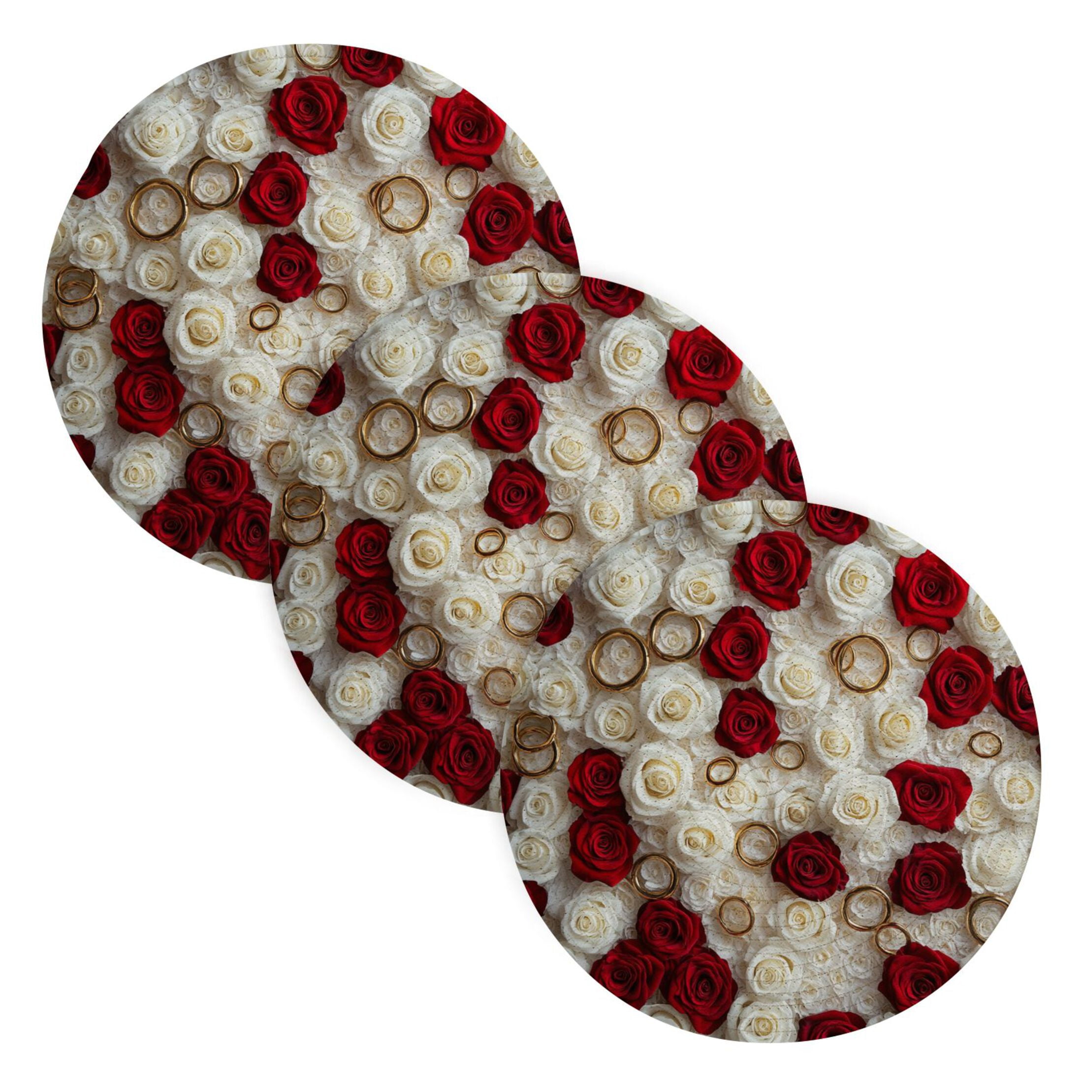 BZSMCE Mats for Pots,Pans Place Red and White Roses Rings Simple Style ...