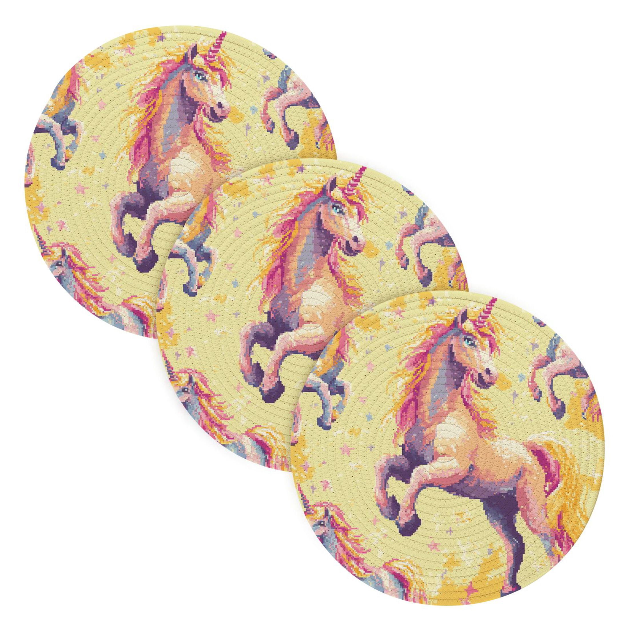 BZSMCE Mats for Pots,Pans Place Unicorn Colorfull Painting Simple Style ...