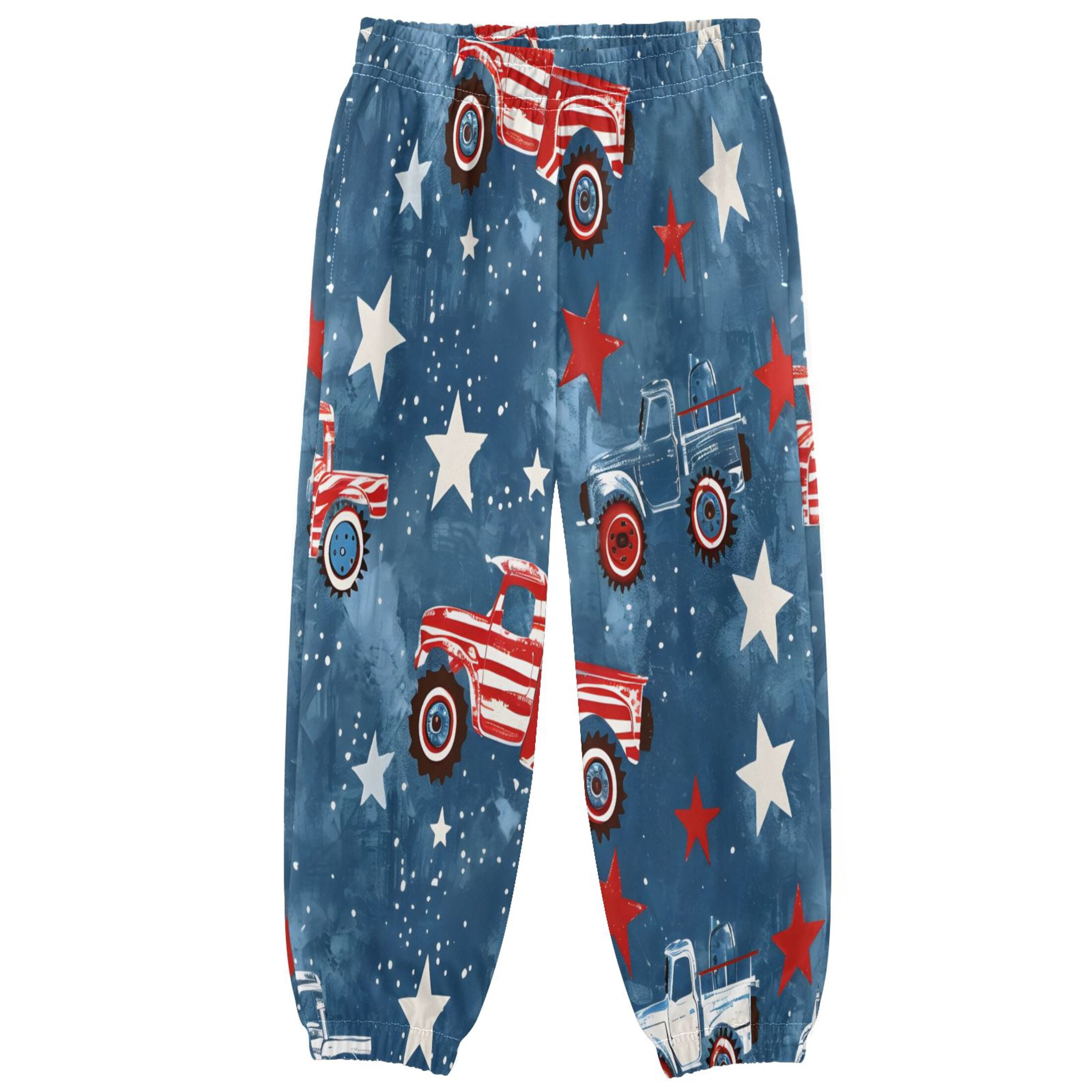 BZSMCE Monster Truck Five-pointed Star Red and White Stripes Pattern ...