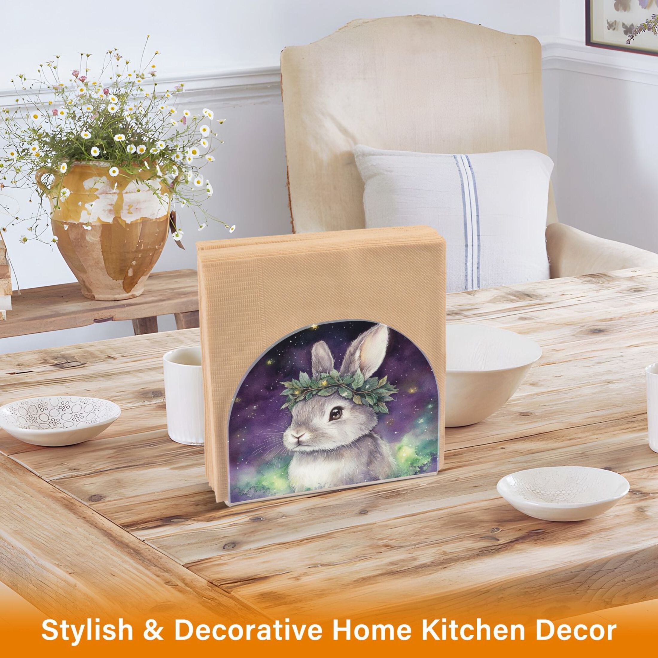 BZSMCE Napkin Holder Creative Bunny in Starry Night Pattern Classic ...