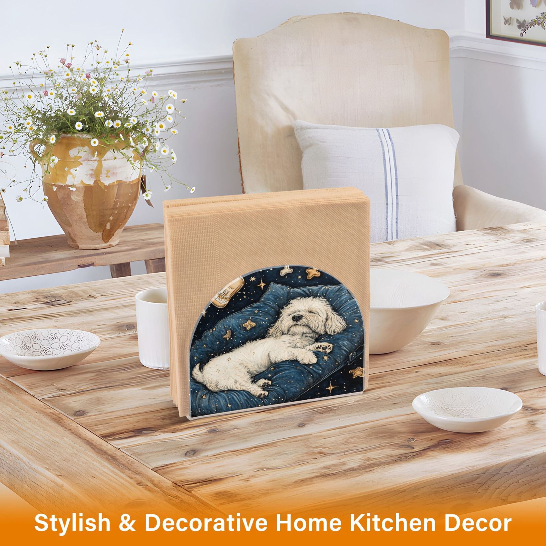 BZSMCE Napkin Holder Creative Dreamy Dog Pattern Classic Napkin Holders ...