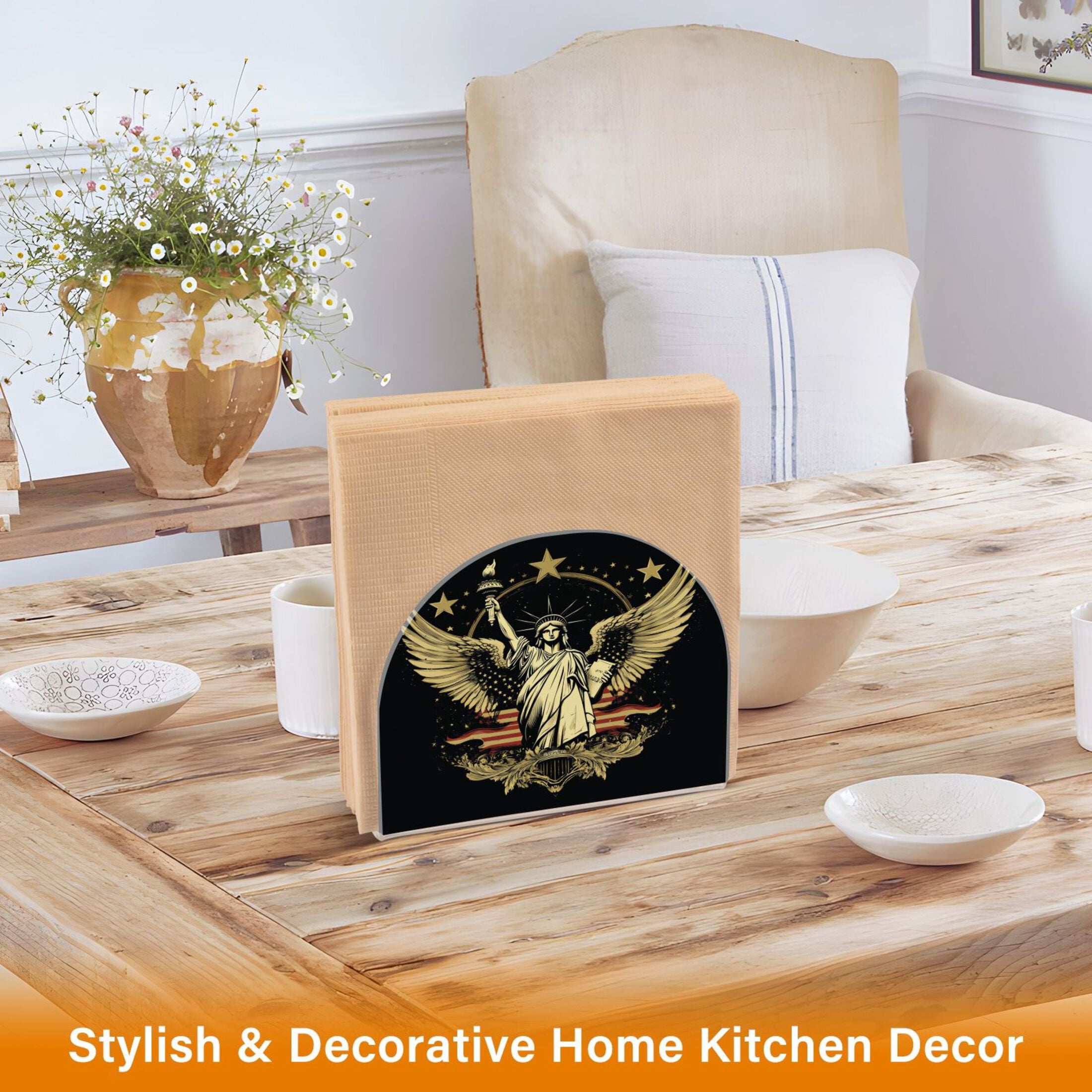 BZSMCE Napkin Holder Creative Liberty's Embrace Pattern Classic Napkin ...