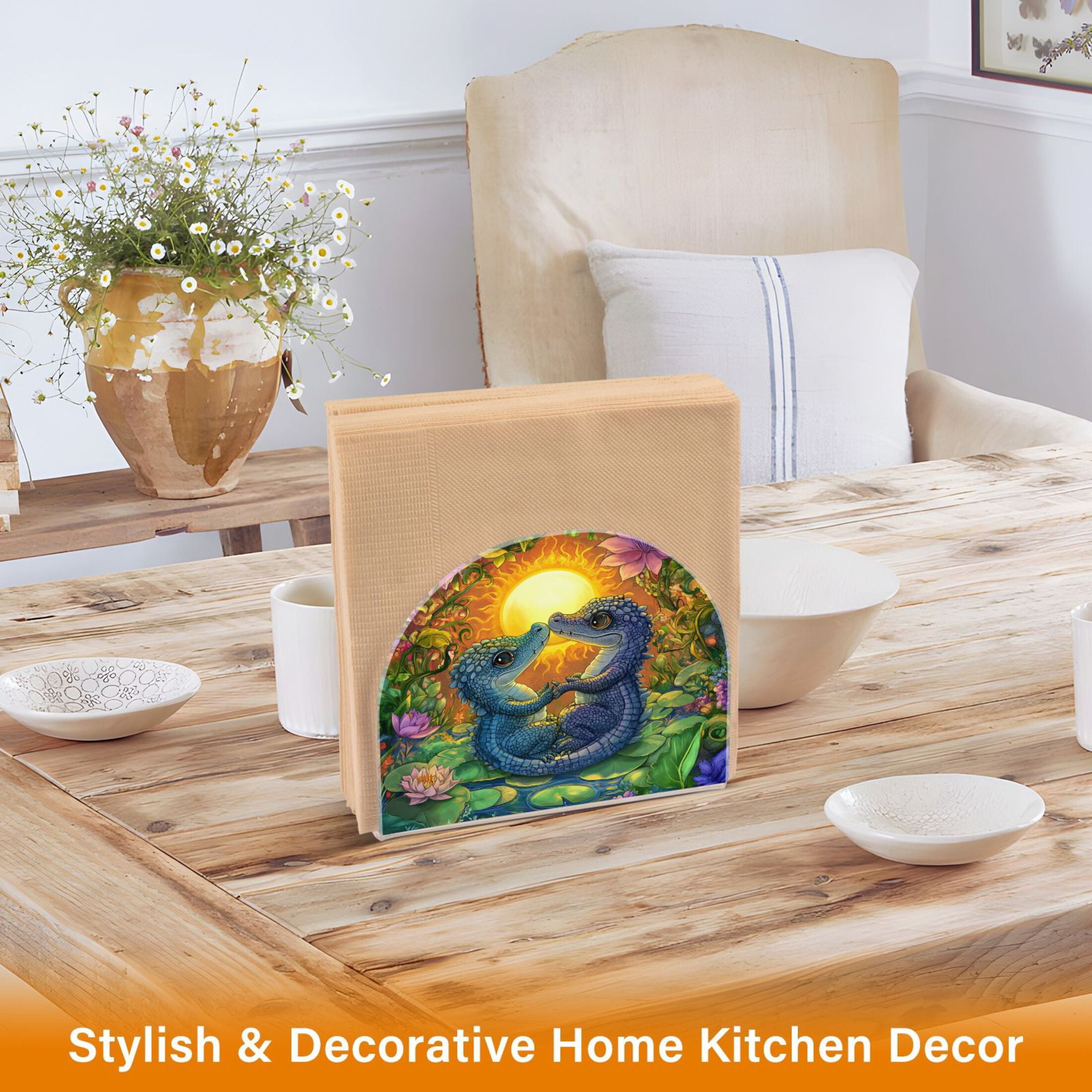 BZSMCE Napkin Holder Creative Lovers in Bloom Pattern Classic Napkin ...