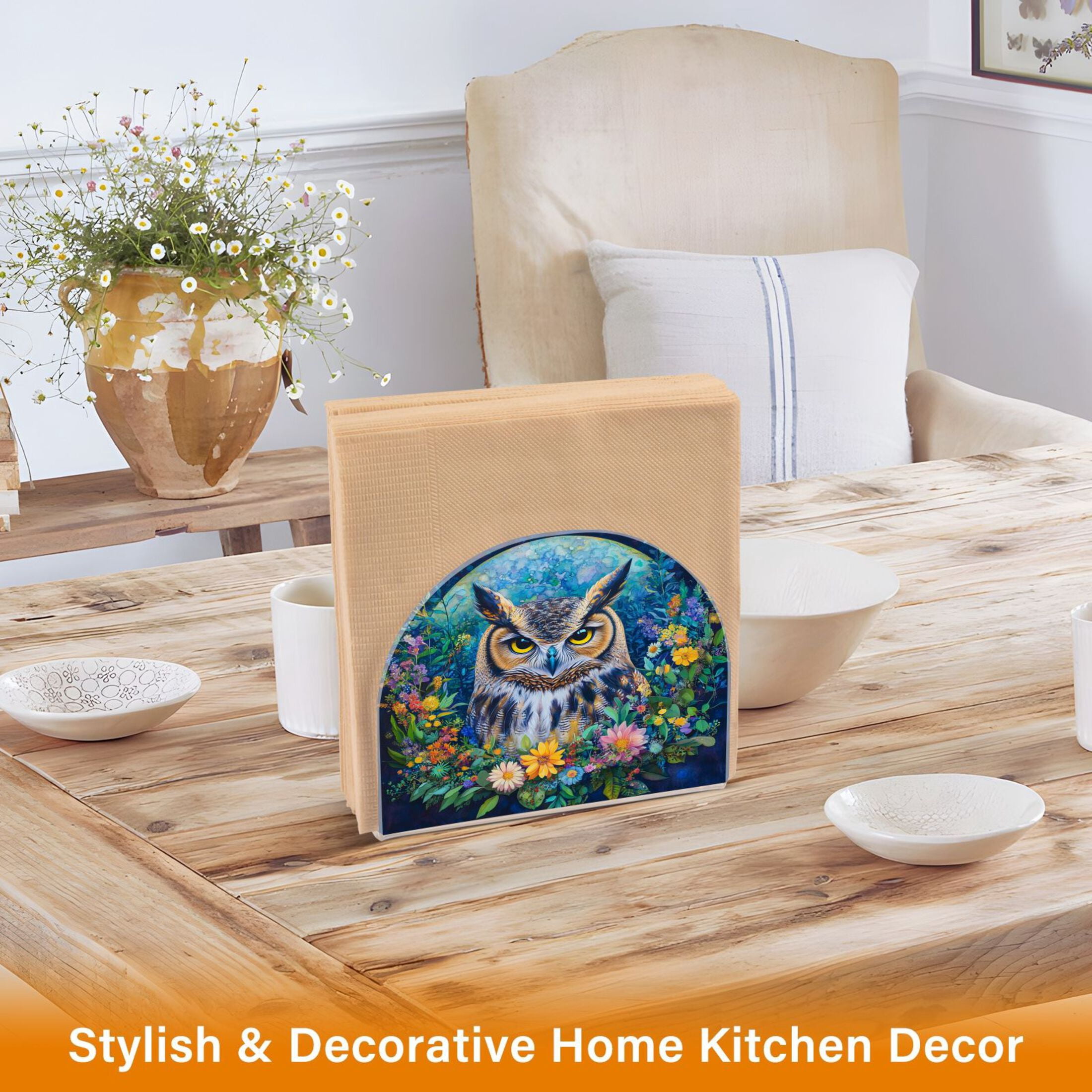 BZSMCE Napkin Holder Creative Owl's Enchanted Garden Pattern Classic ...
