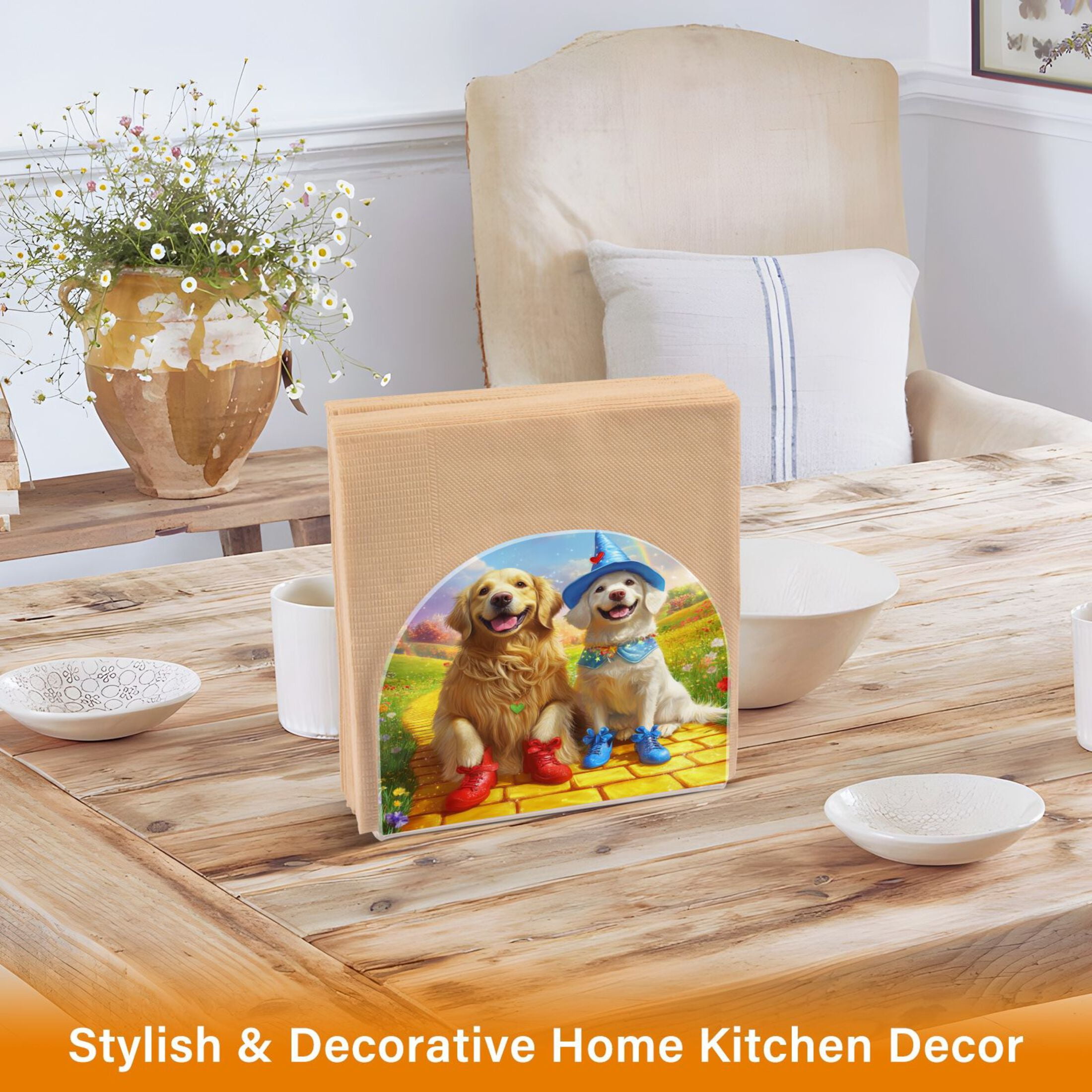 BZSMCE Napkin Holder Creative Paws on The Yellow Brick Road Pattern ...