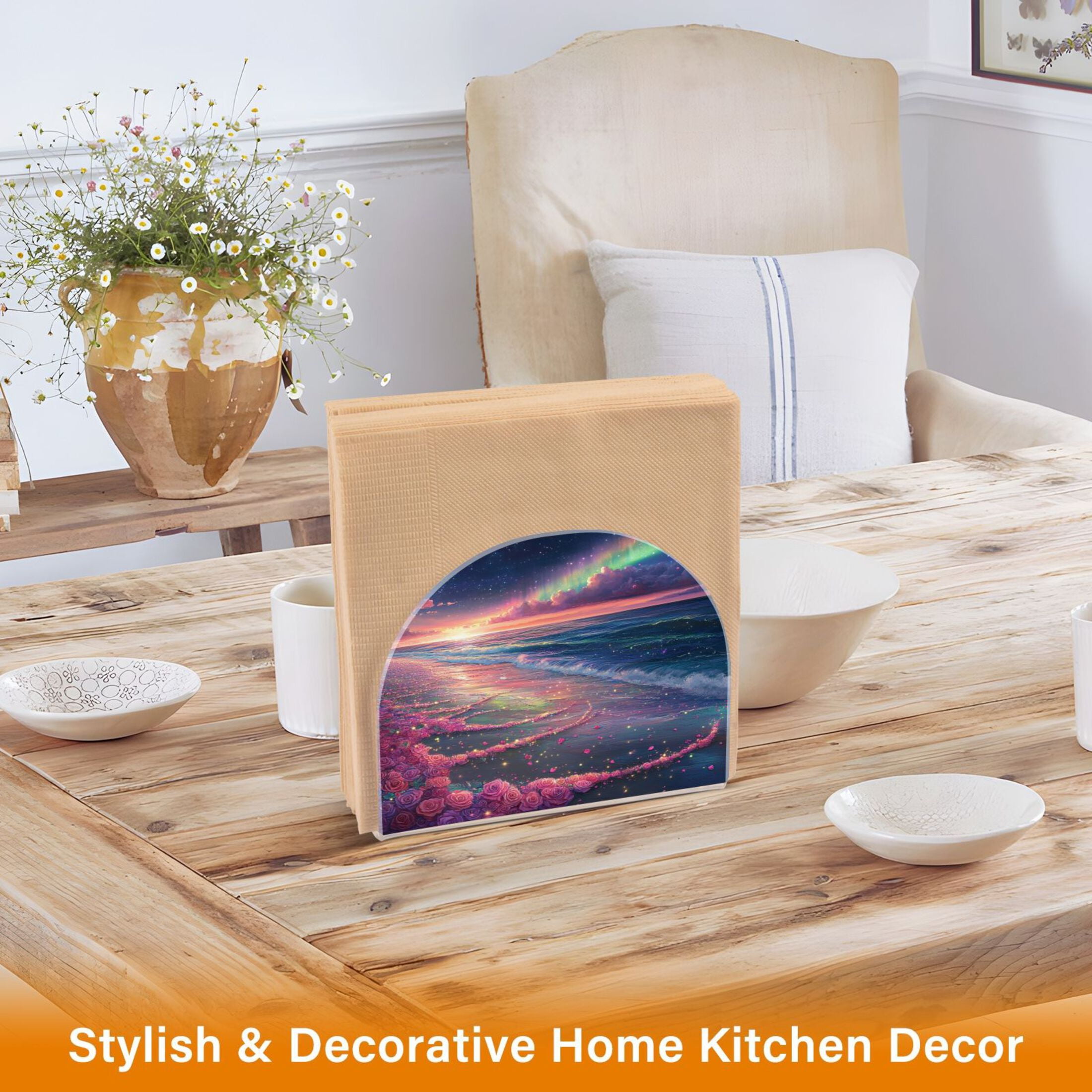 BZSMCE Napkin Holder Creative Stardust Petals by The Sea Pattern Classic Napkin Holders ...