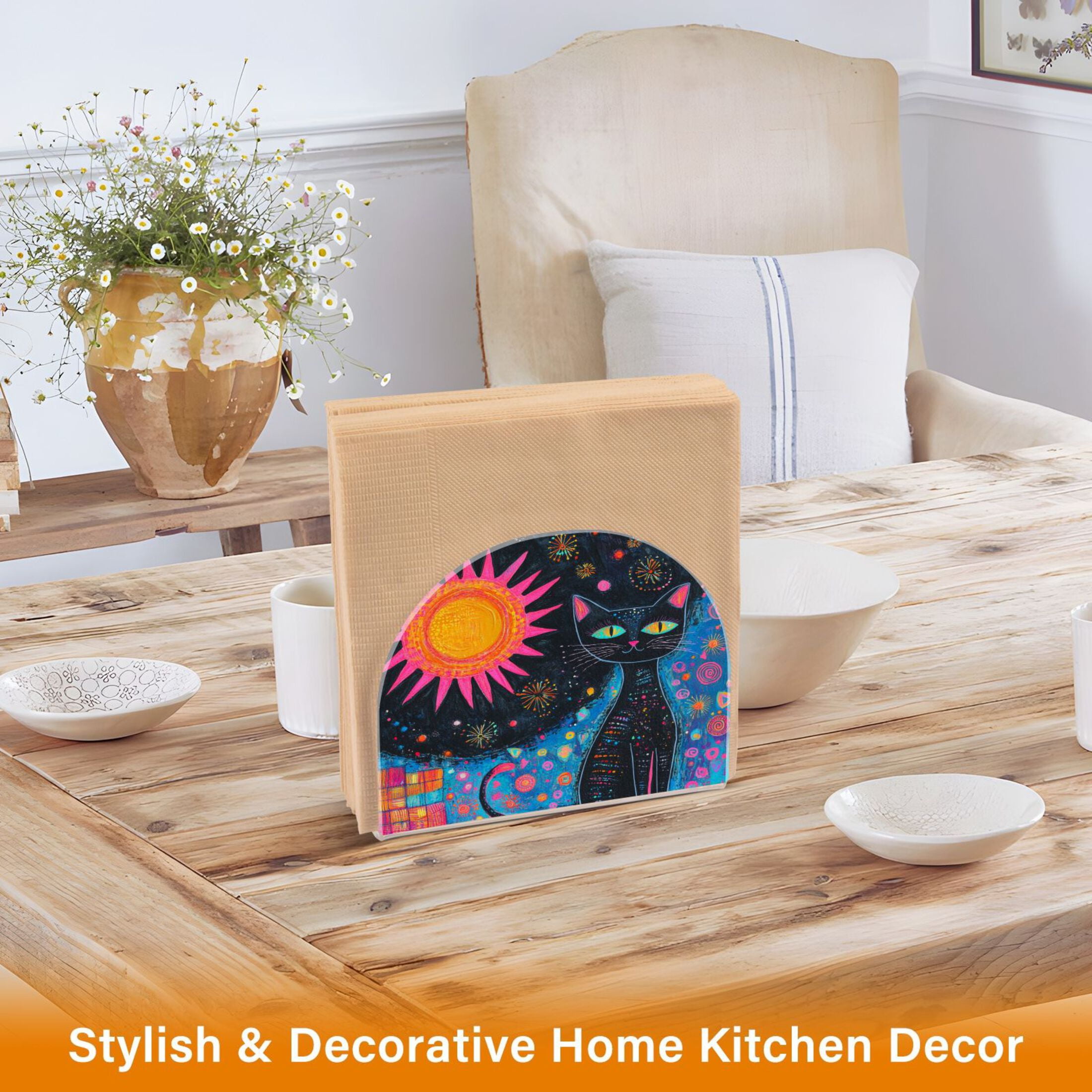 BZSMCE Napkin Holder Creative Sunlit Sorcery Pattern Classic Napkin ...