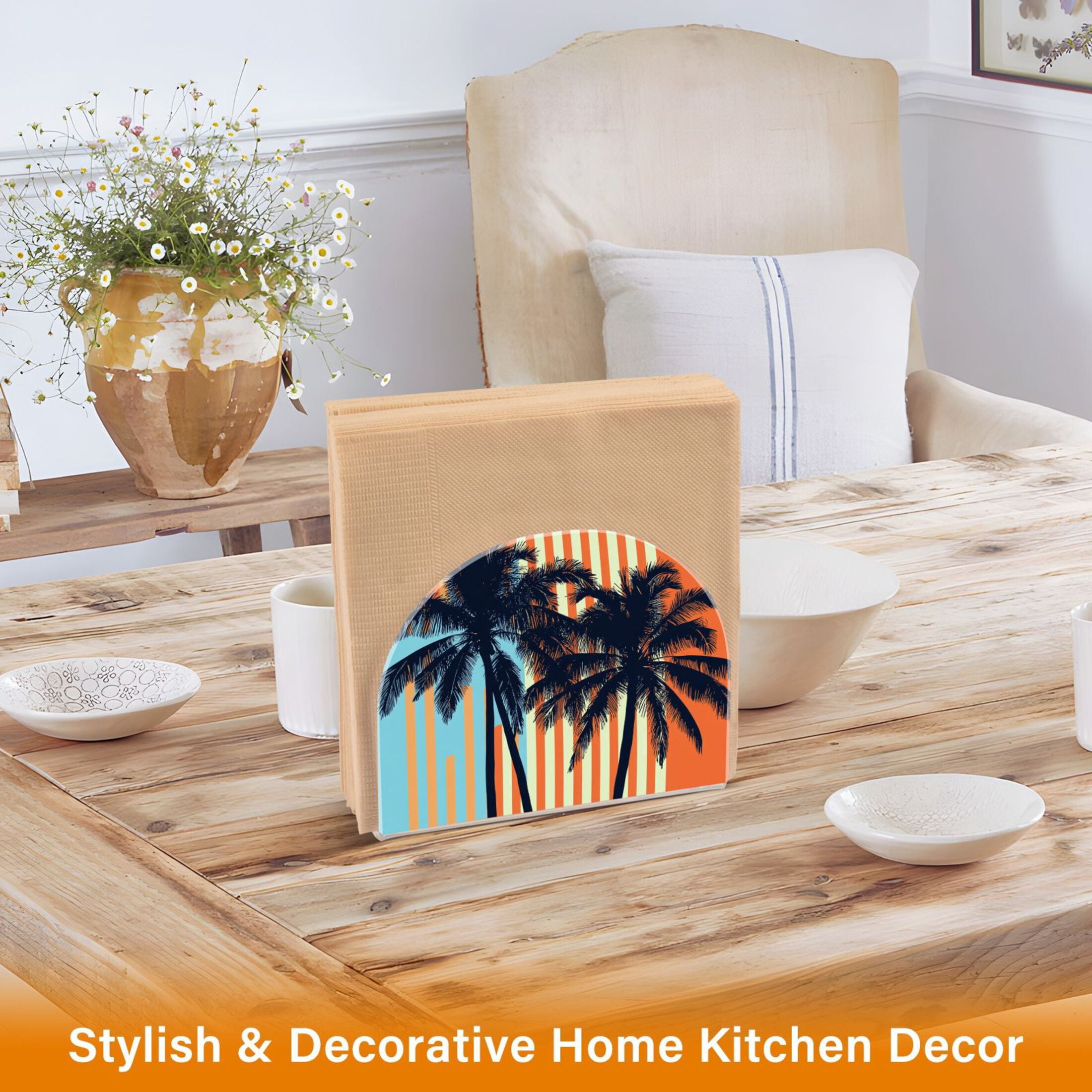 BZSMCE Napkin Holder Creative Sunset Palms Pattern Classic Napkin ...