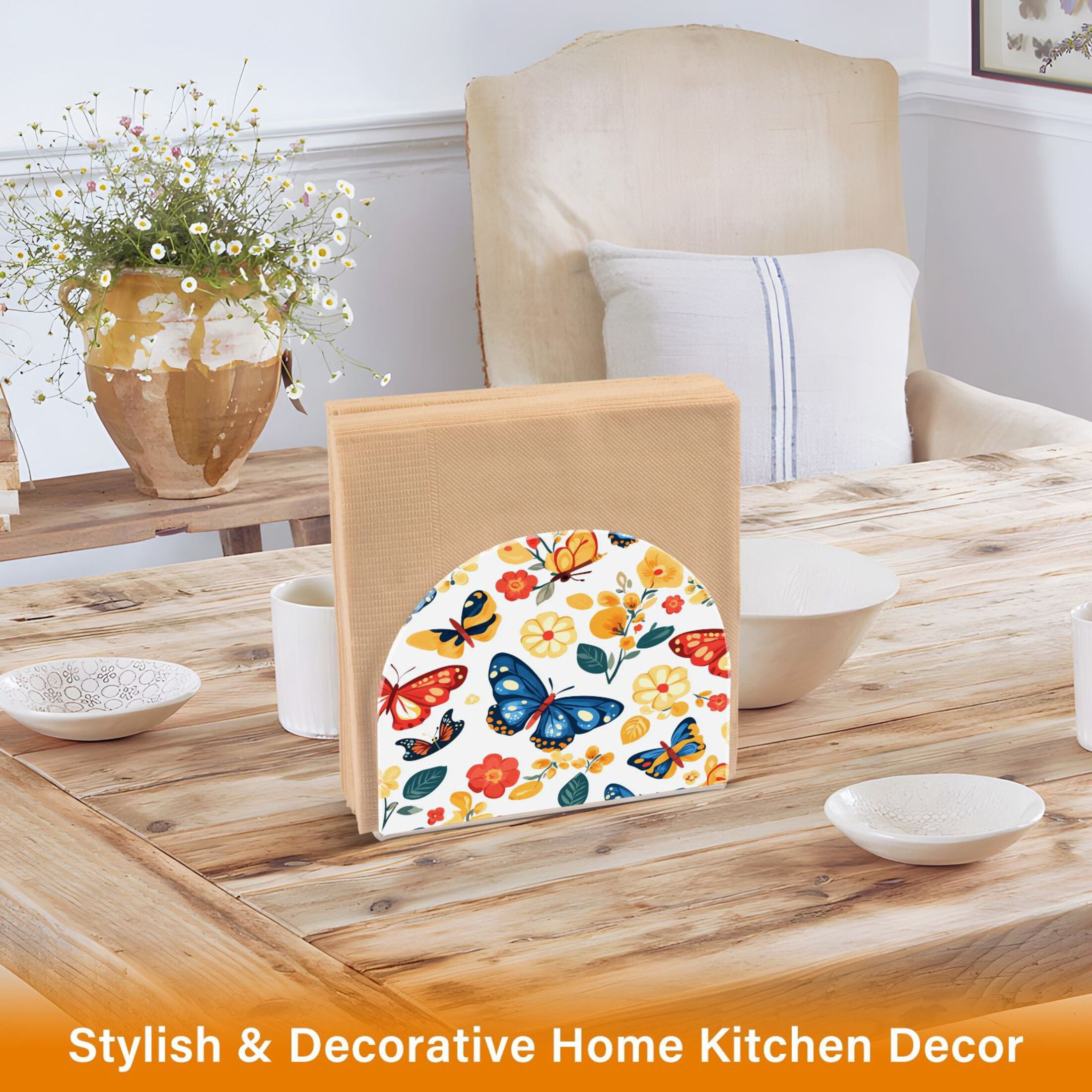 BZSMCE Napkin holder Creative Colorful Butterfly Pattern Classic Napkin ...