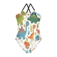 BZSMCE One-Piece Swimsuit with Crisscross Straps-43-Dinosaurs Pattern ...