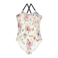 BZSMCE One-Piece Swimsuit with Crisscross StrapsBlush Butterfly Garden ...