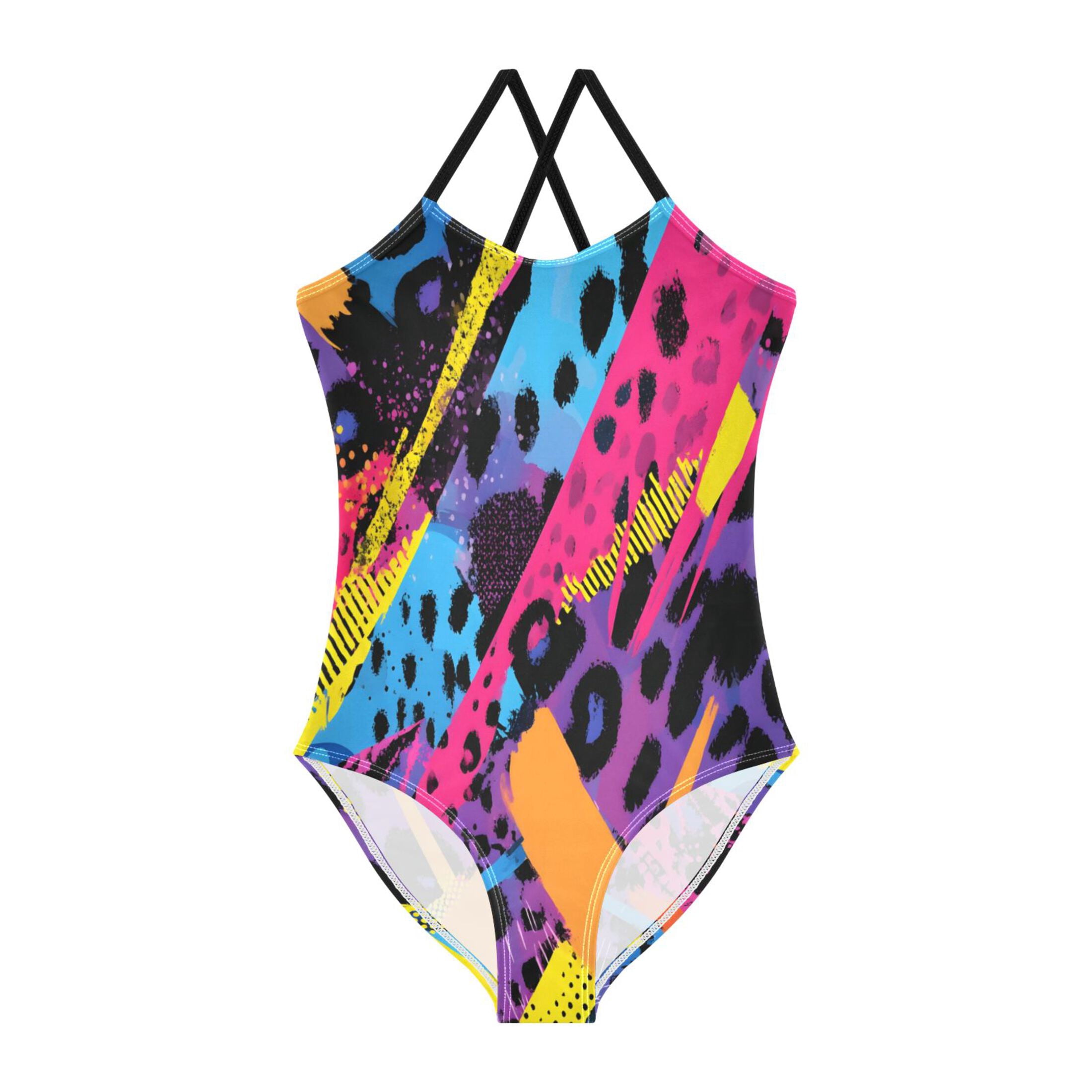 BZSMCE One-Piece Swimsuit with Crisscross StrapsCool Leopard Print ...