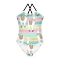 BZSMCE One-Piece Swimsuit with Crisscross StrapsCute Cartoon Llama Blue ...