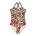 BZSMCE One-Piece Swimsuit with Crisscross StrapsLeopard Print Lip Stamp ...