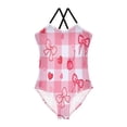 BZSMCE One-Piece Swimsuit with Crisscross StrapsPink Checkered ...
