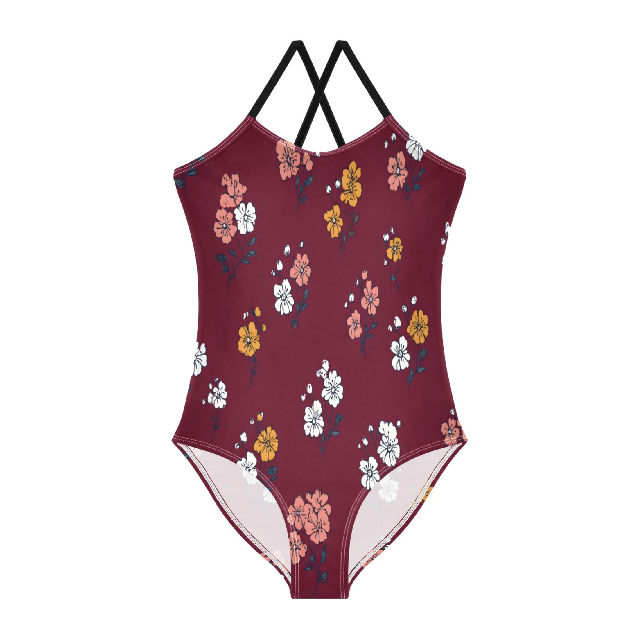 BZSMCE One-Piece Swimsuit with Crisscross StrapsPink White Yellow ...