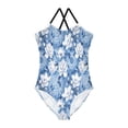 BZSMCE One-Piece Swimsuit with Crisscross StrapsWhite Blue Gardenia ...