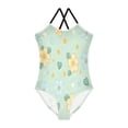 BZSMCE One-Piece Swimsuit with Crisscross StrapsYellow Blue Flowers ...