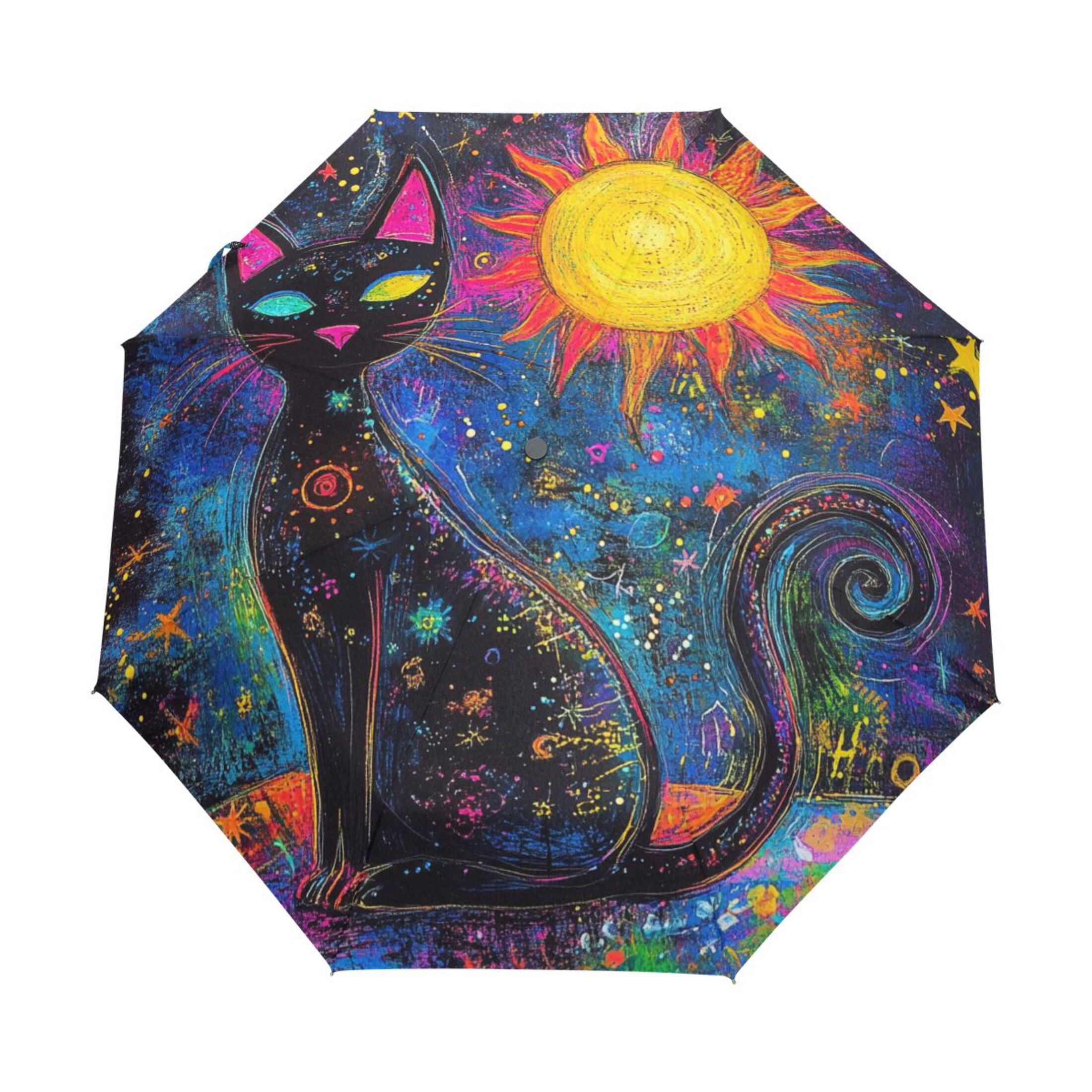 BZSMCE One-Touch Auto Open Close Rain Umbrella With Creative Galactic ...