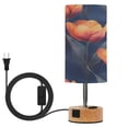 BZSMCE Orange Flower Pattern Printed 3 Color Touch Control Table Lamp ...