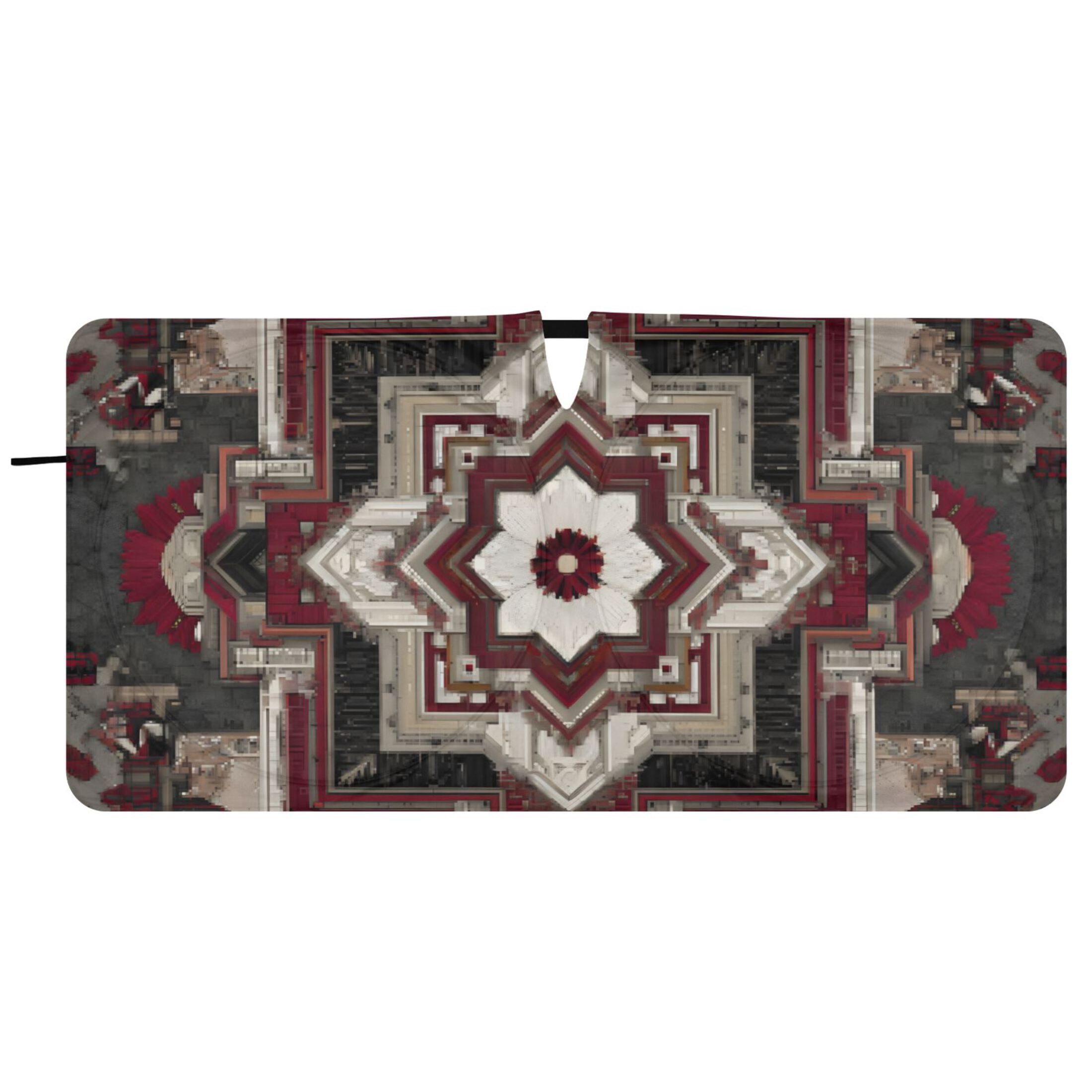 BZSMCE Ornate Maroon Medallion Shade Foldable UV Protection for Car SUV ...