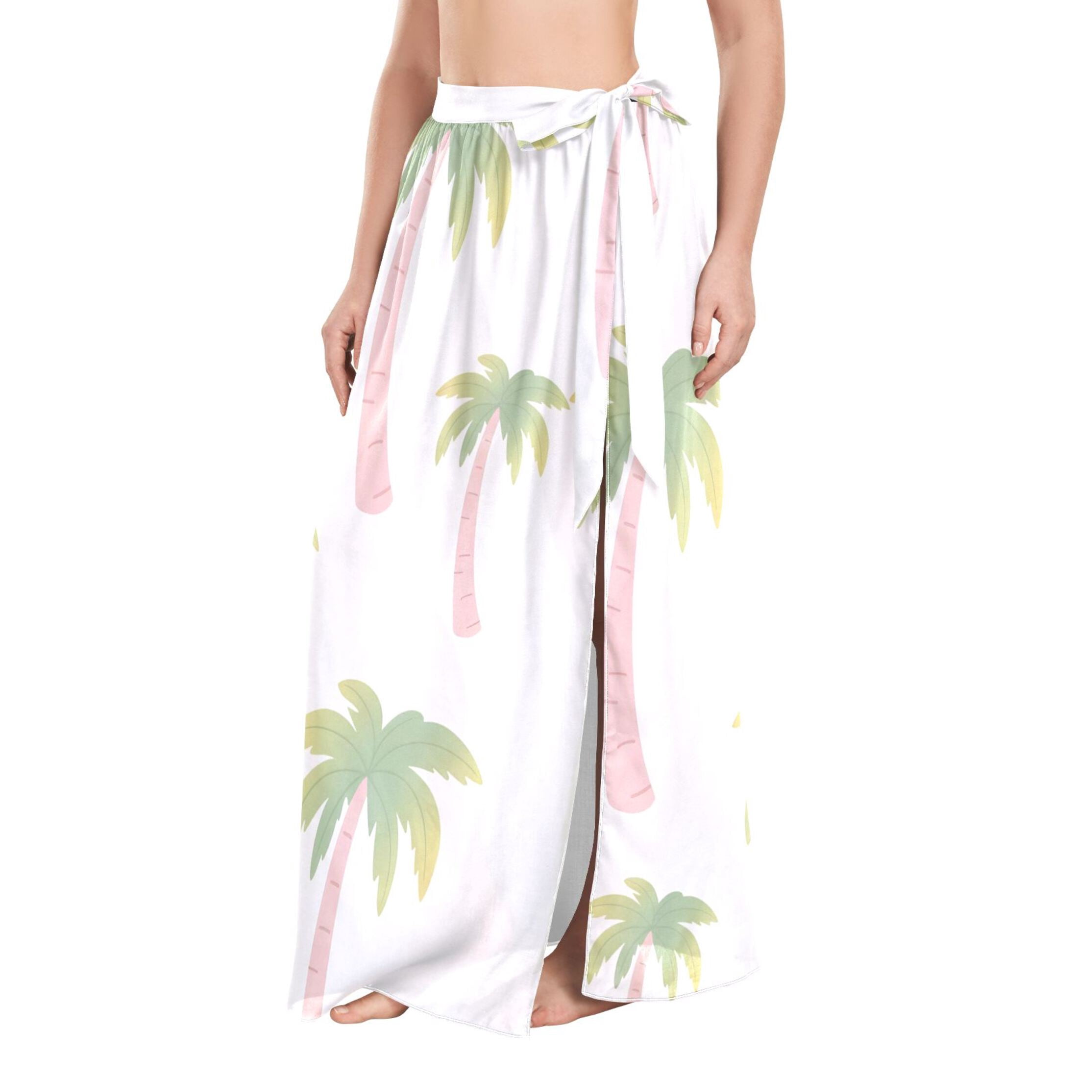 BZSMCE Palm Trees Pattern Maxi Cover-Up Skirt, Lightweight Quick-Dry ...