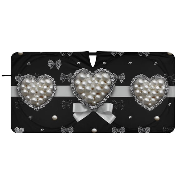 BZSMCE Pearl Heart Bows Shade Foldable UV Protection for Car SUV Truck ...