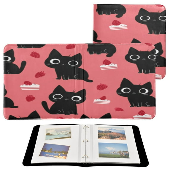 BZSMCE Photo Album Book Scrapbooking Cat Strawberry & Treats Printed ...