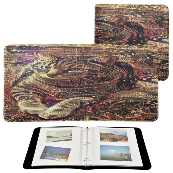 BZSMCE Photo Album Book Scrapbooking Cosmic Cat in Vibrant Patterns ...