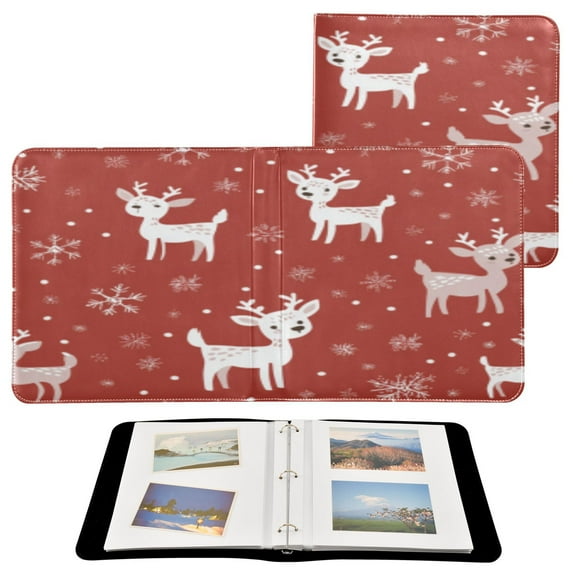 BZSMCE Photo Album Book Scrapbooking Crimson Reindeer Snow Flurry ...