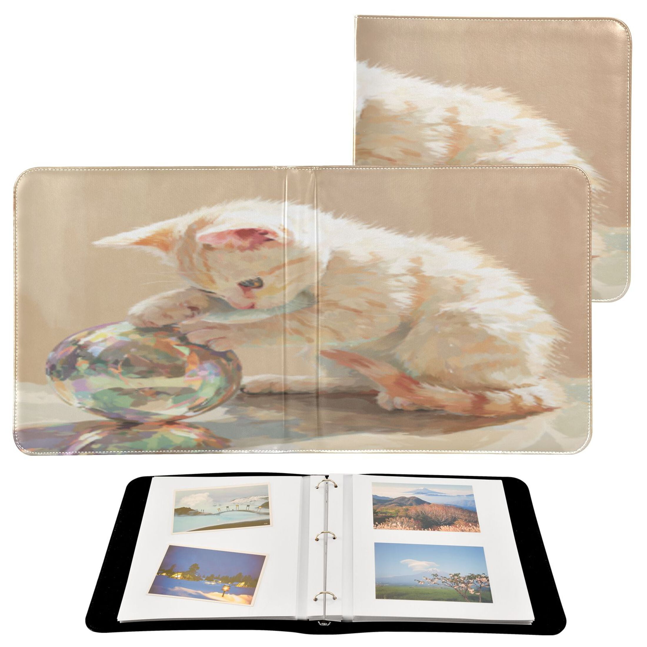 BZSMCE Photo Album Book Scrapbooking Curious Kitten with Crystal Ball ...