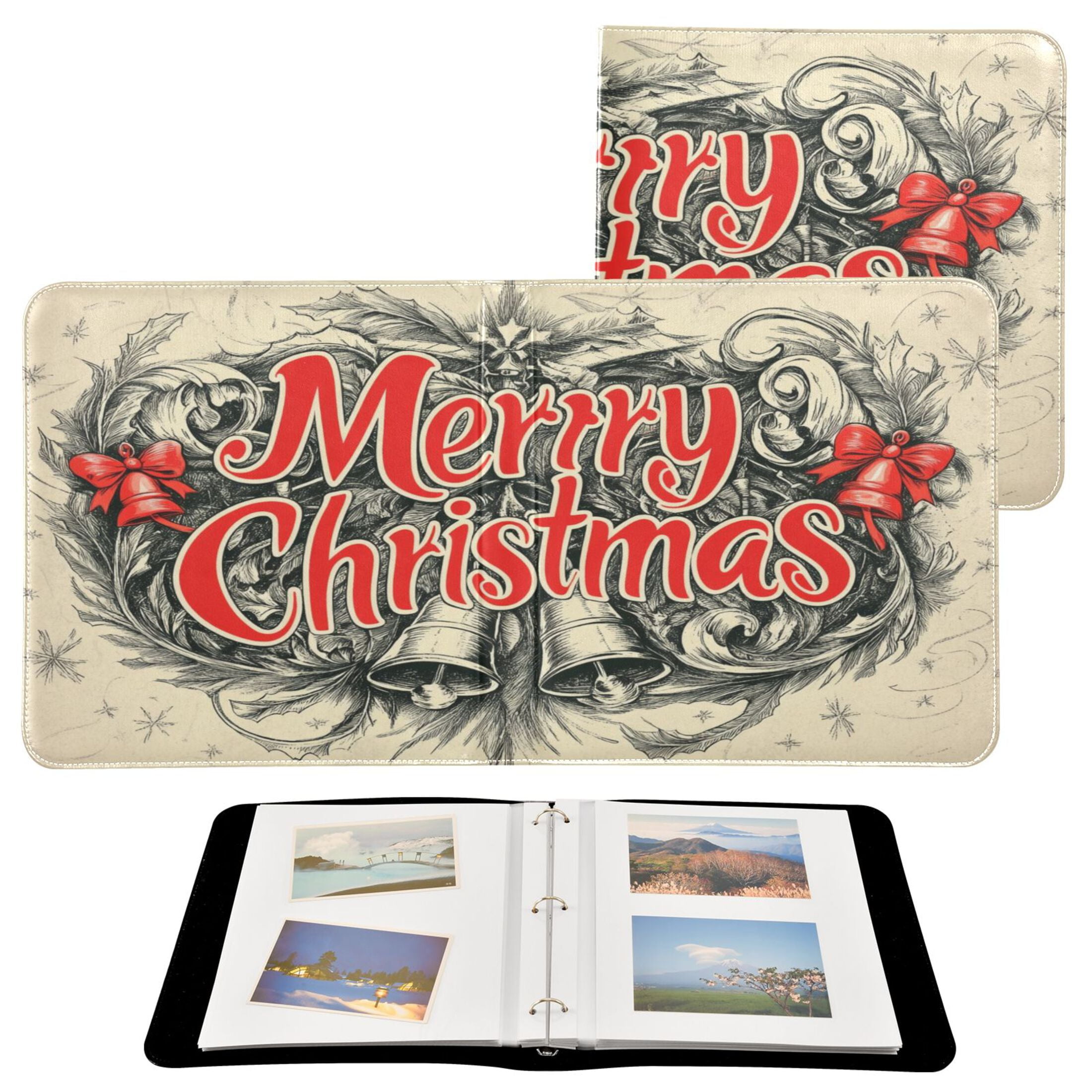 BZSMCE Photo Album Book Scrapbooking Elegant Christmas Bell and Bowknot ...