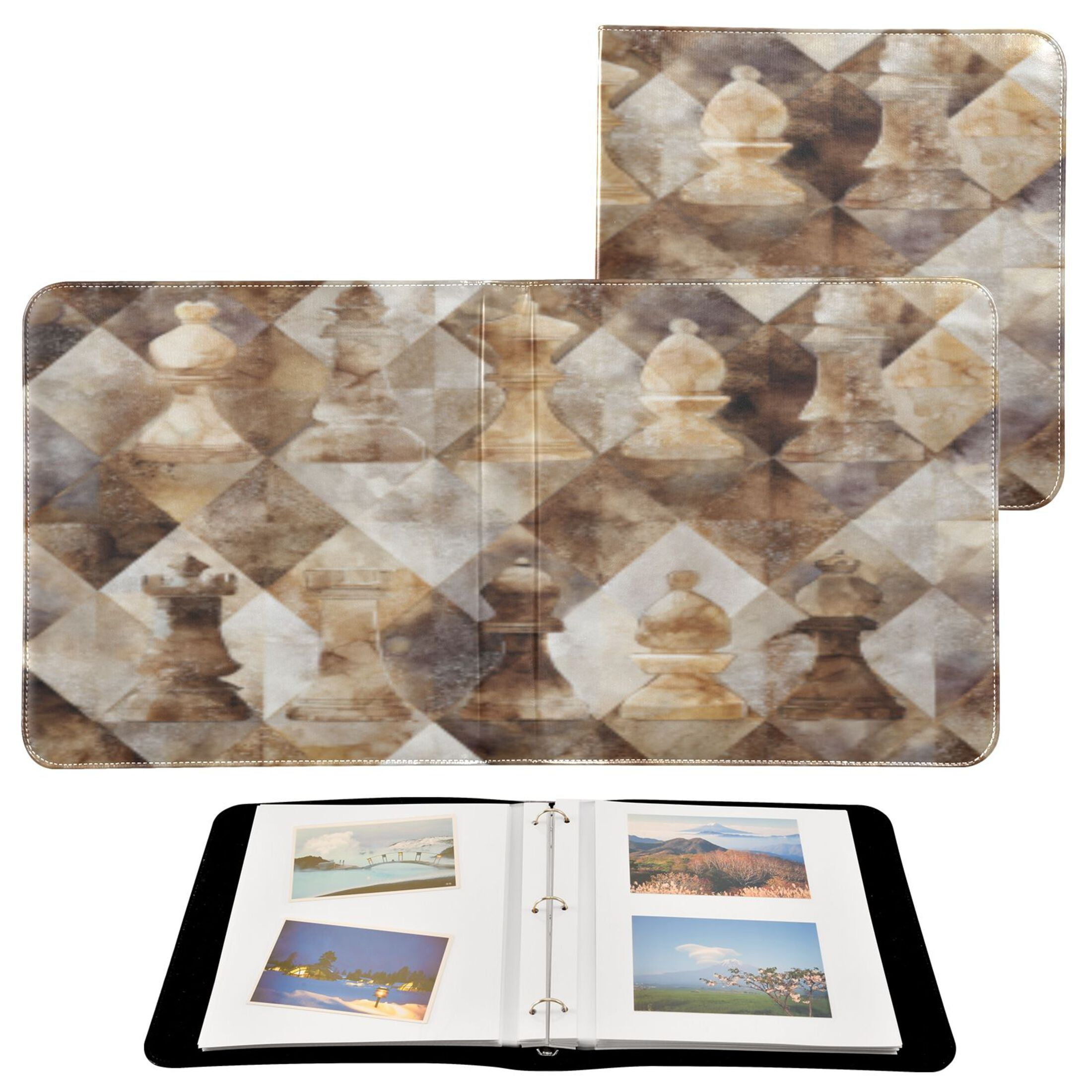 BZSMCE Photo Album Book Scrapbooking Faded Chess Piece Geometry Printed ...