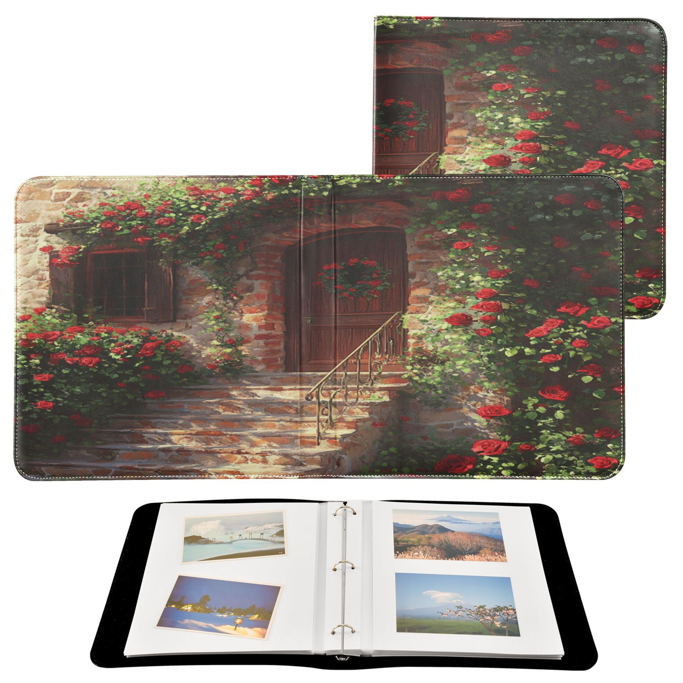 BZSMCE Photo Album Book Scrapbooking House Covered with Roses Printed ...