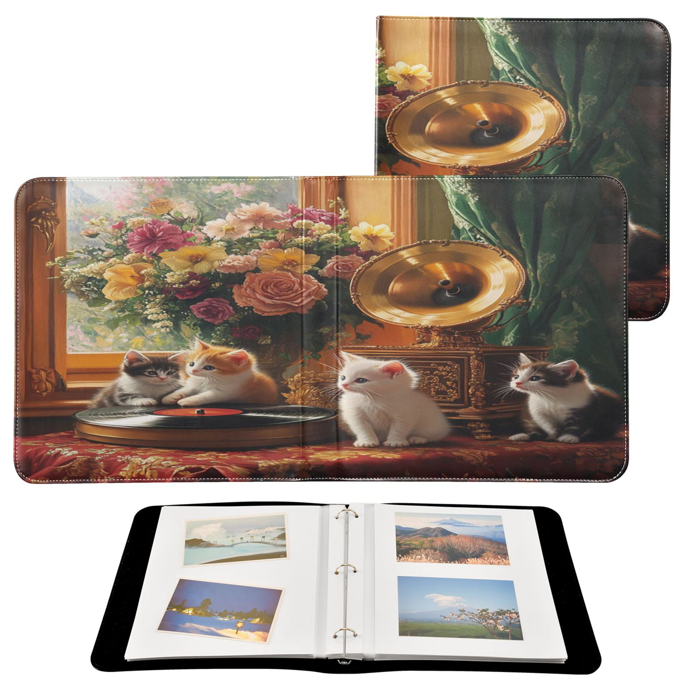 BZSMCE Photo Album Book Scrapbooking Kittens with Flowers and ...