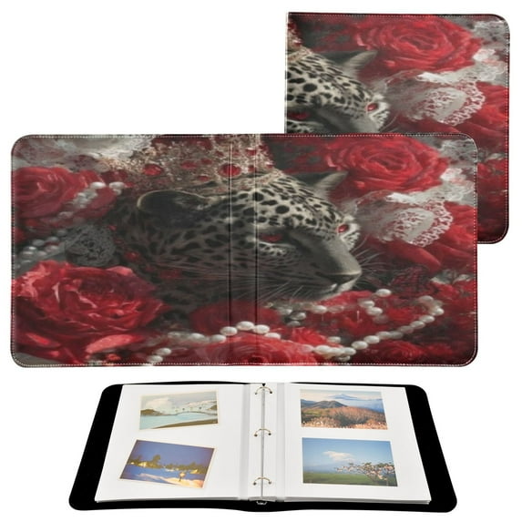 BZSMCE Photo Album Book Scrapbooking Leopard Red Roses Crown Printed ...