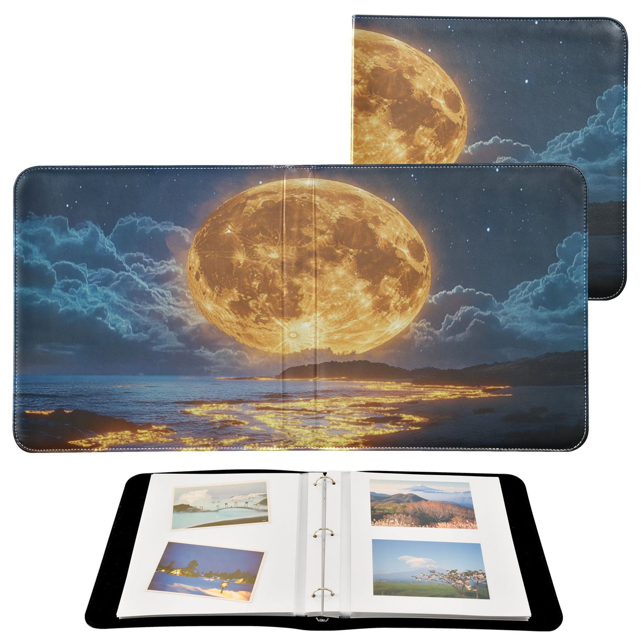 BZSMCE Photo Album Book Scrapbooking Light Moon over Ocean Printed ...