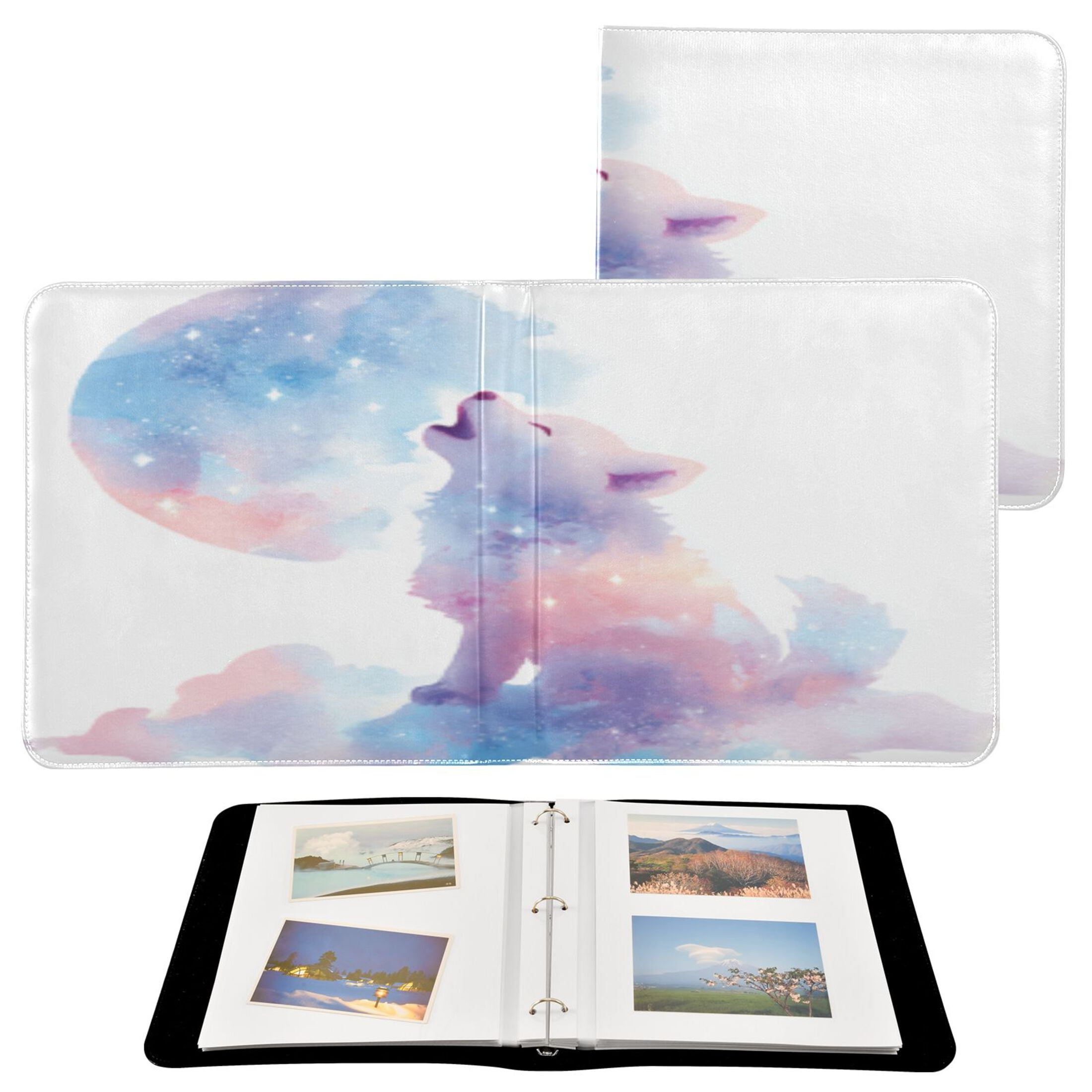 BZSMCE Photo Album Book Scrapbooking Moonlit Wolf Wash Printed Picture ...