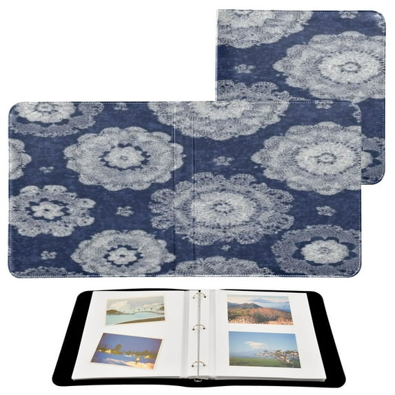 BZSMCE Photo Album Book Scrapbooking Navy Intricate Floral Printed ...