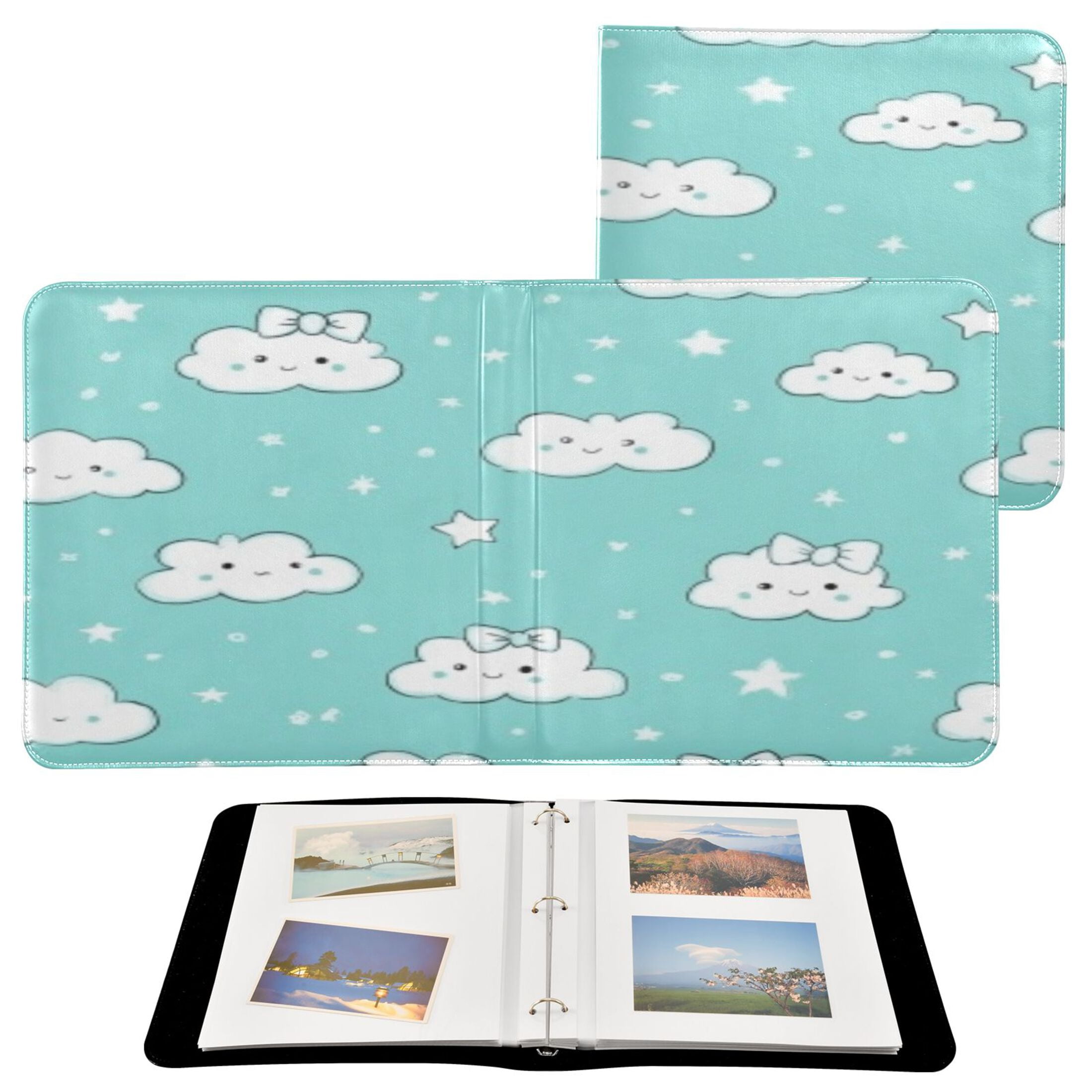 BZSMCE Photo Album Book Scrapbooking Pale Blue Star Clouds Printed ...