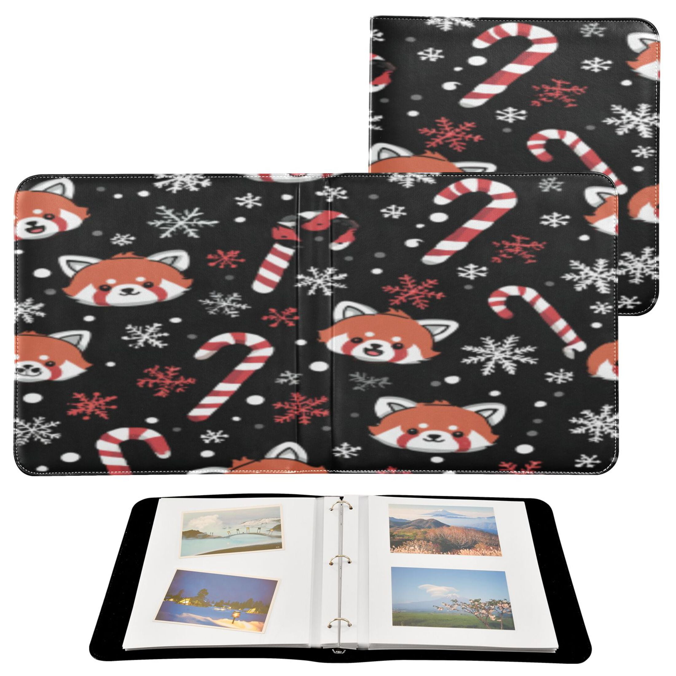 BZSMCE Photo Album Book Scrapbooking Red Panda's Festive Frost Printed ...