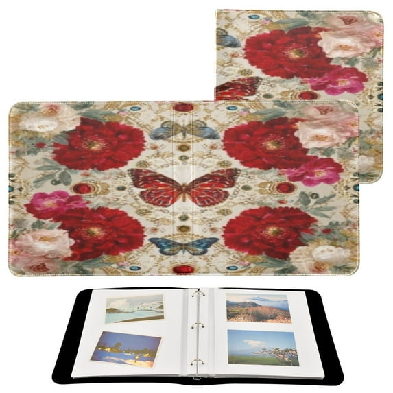BZSMCE Photo Album Book Scrapbooking Red Rose Butterfly Opulence ...
