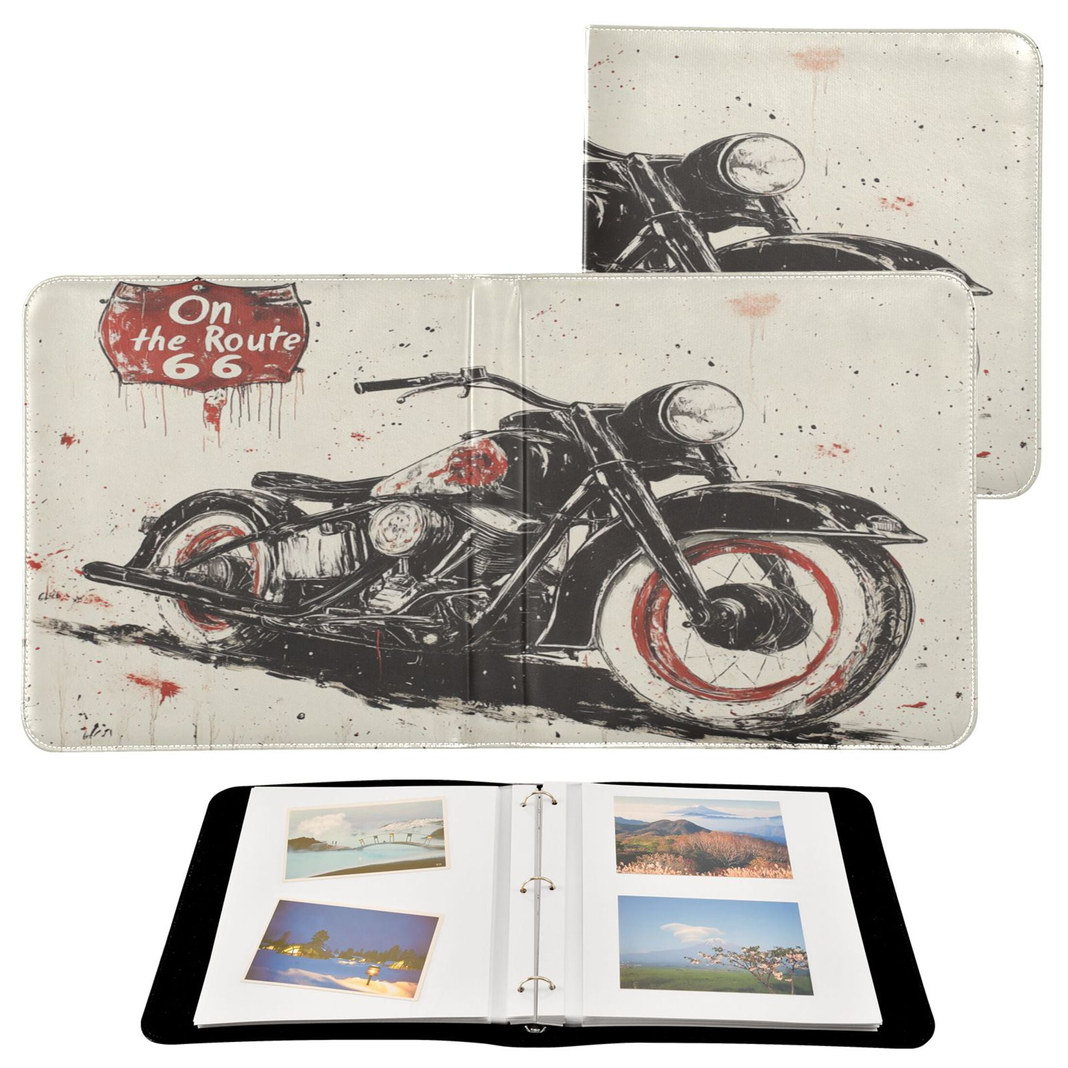 BZSMCE Photo Album Book Scrapbooking Route 66 Motorcycle Printed ...