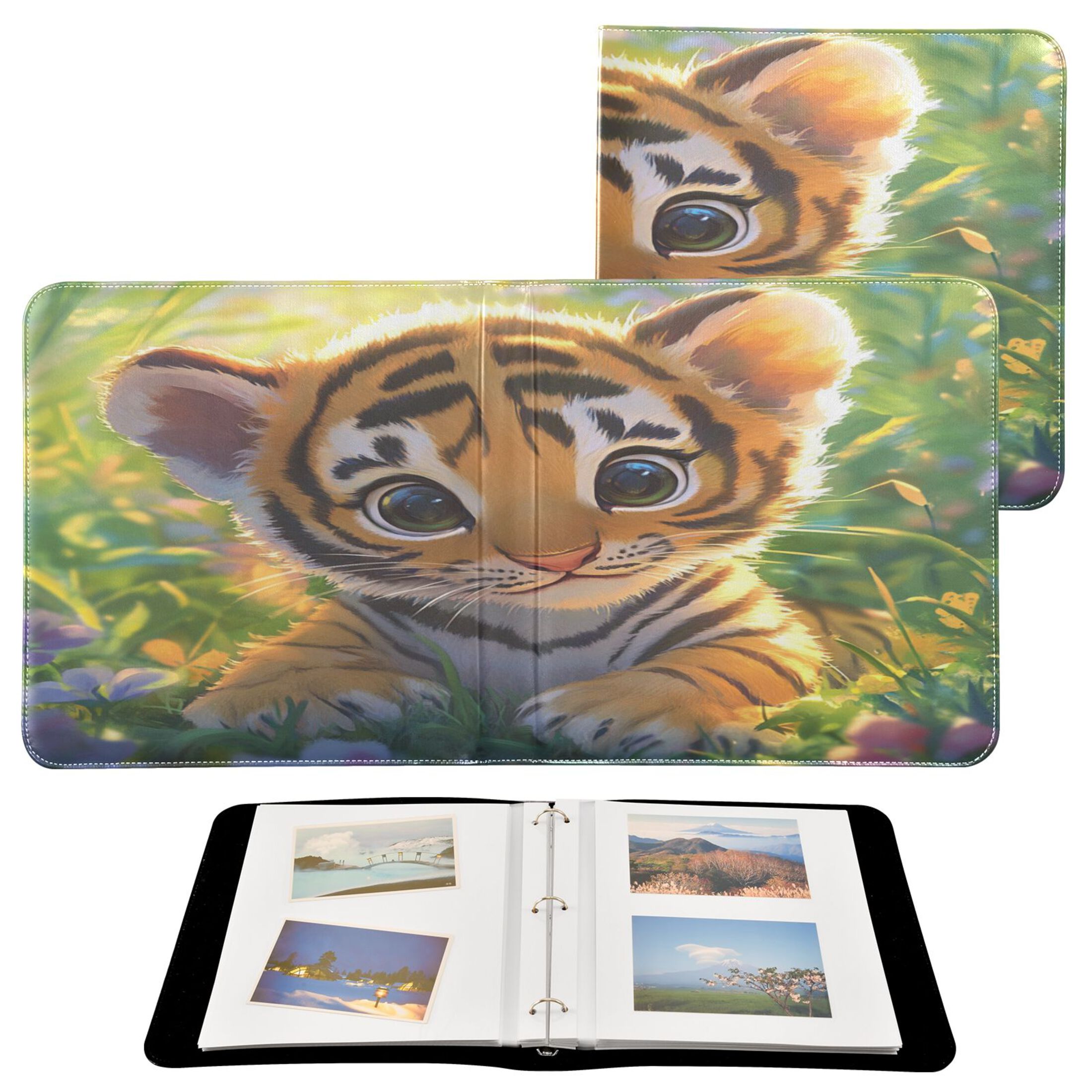 BZSMCE Photo Album Book Scrapbooking Sweet Tiger Cub Among The Flowers ...