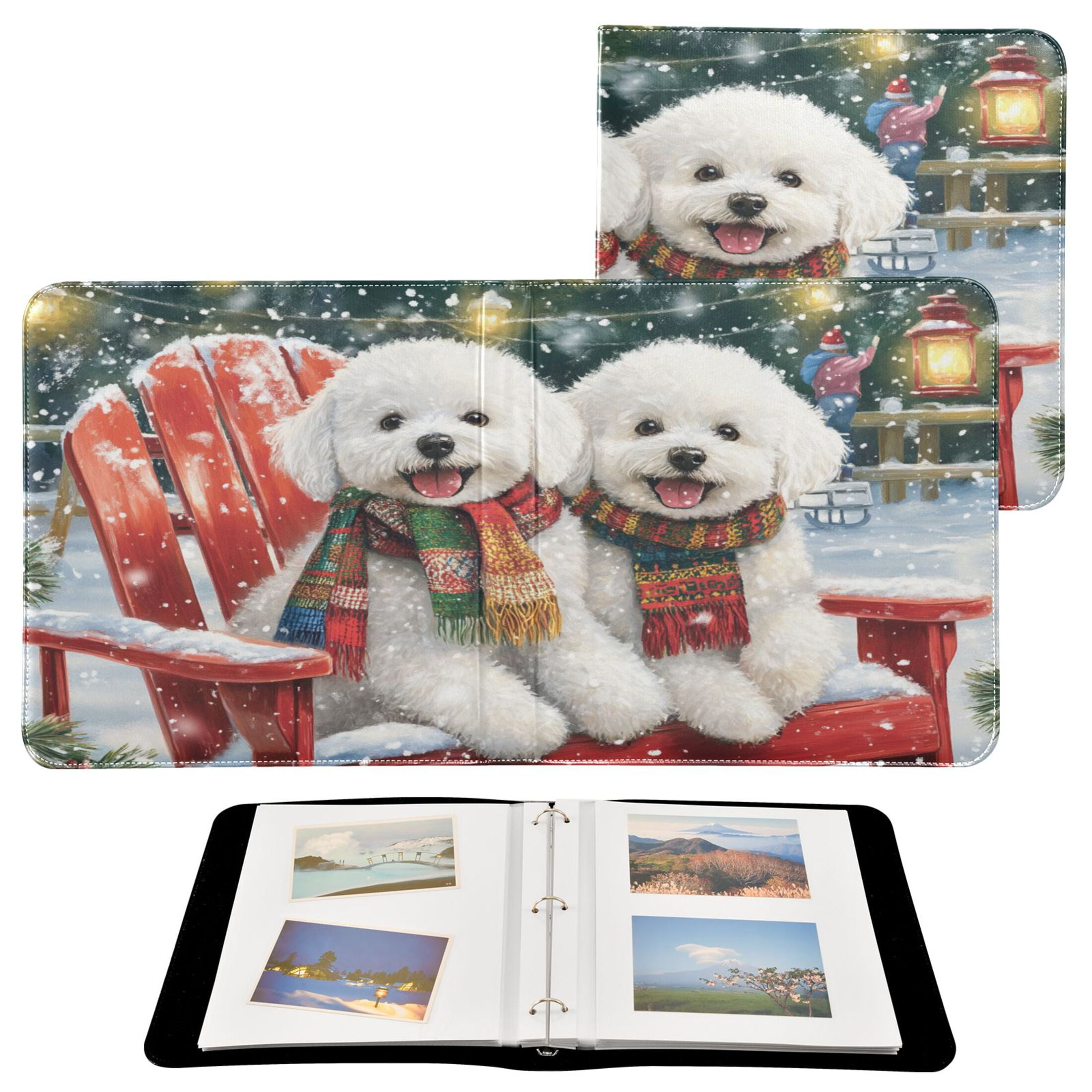 BZSMCE Photo Album Book Scrapbooking Two Dogs Wearing Scarves Printed ...