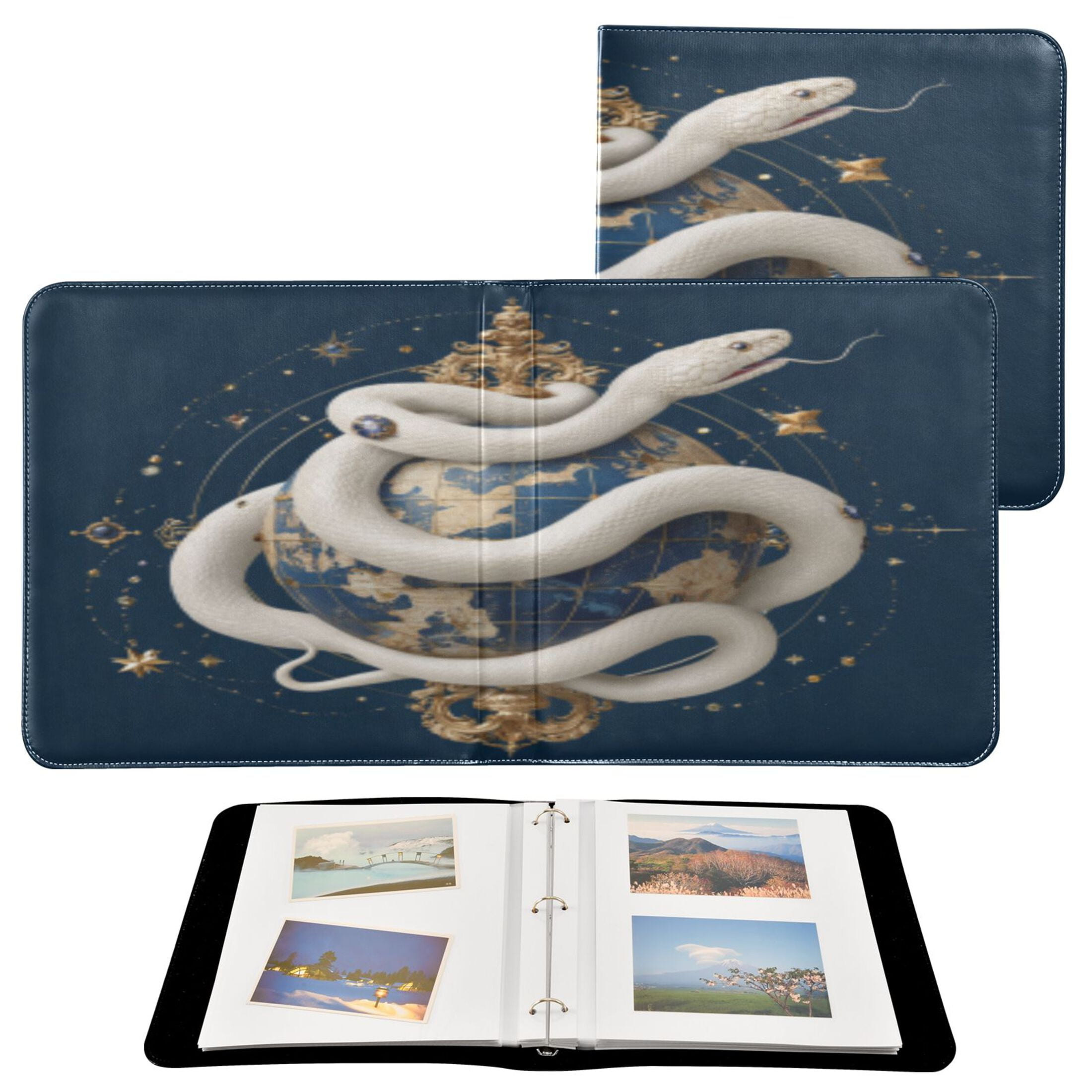 BZSMCE Photo Album Book Scrapbooking White Snake & Starry Globe Printed ...